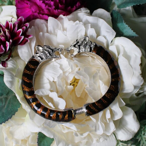 Chico's | Jewelry | Chicos Double Tiger Head Spring Hinge Enameled ...